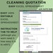 Cleaning Service Quotation Template With Auto Calculation - Editable ...