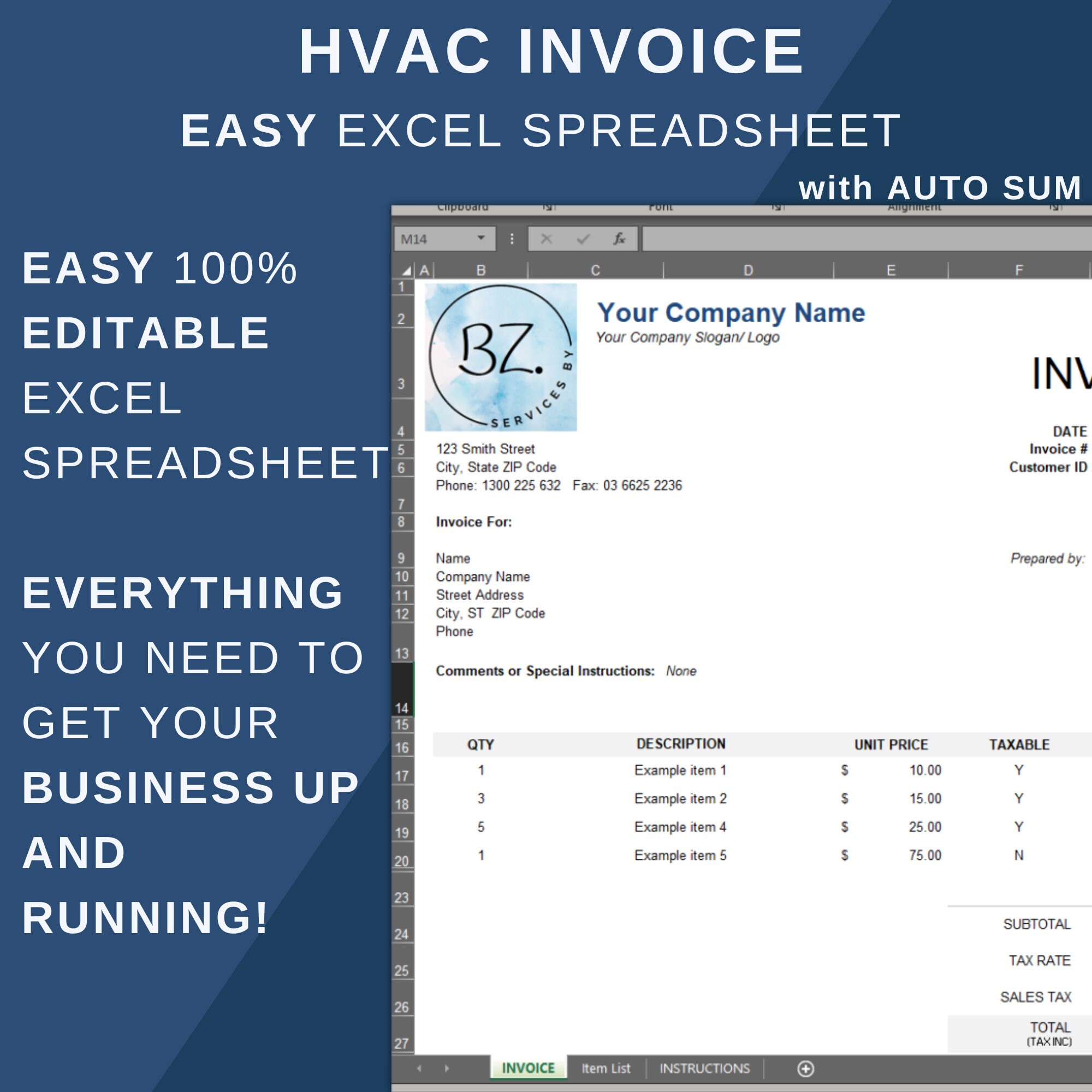 HVAC INVOICE, Air Conditioning HVAC Inspection, Preventative ...