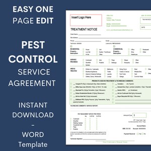Pest Control Service Agreement, BUNDLE Receipt Template Invoice ...