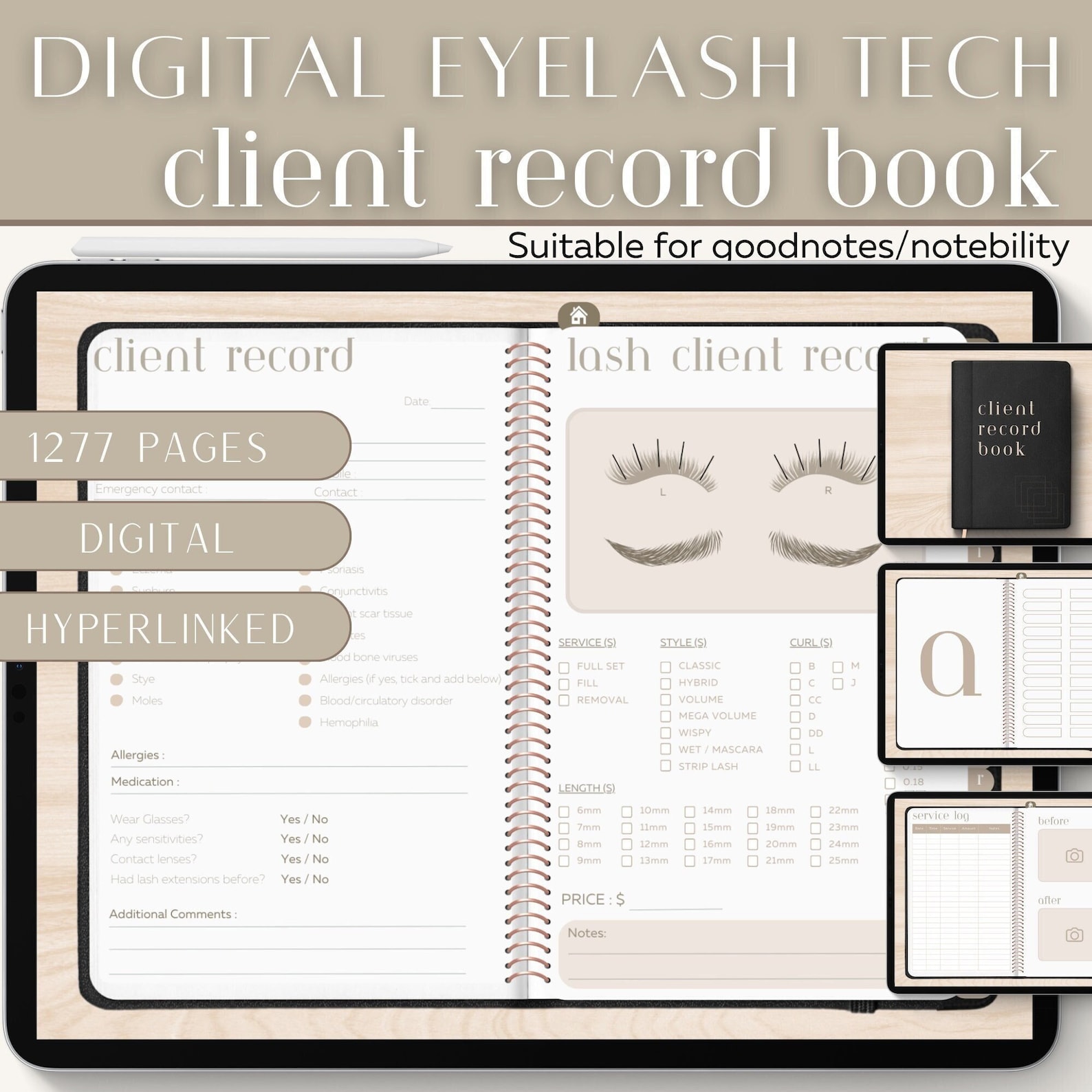 Eyelash Extension Client Record Digital Book Neutral Client Record ...