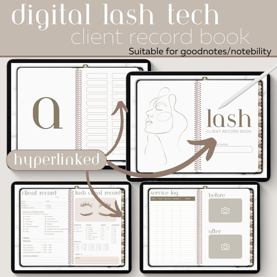 Easy Digital Eyelash Client Record Book Chic and Professional, Eyelash ...