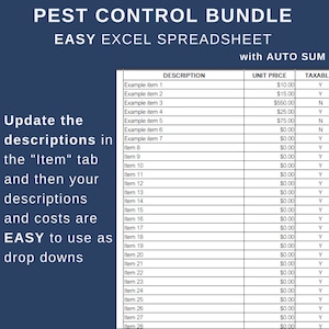 Pest Control Service Agreement, BUNDLE Receipt Template Invoice ...