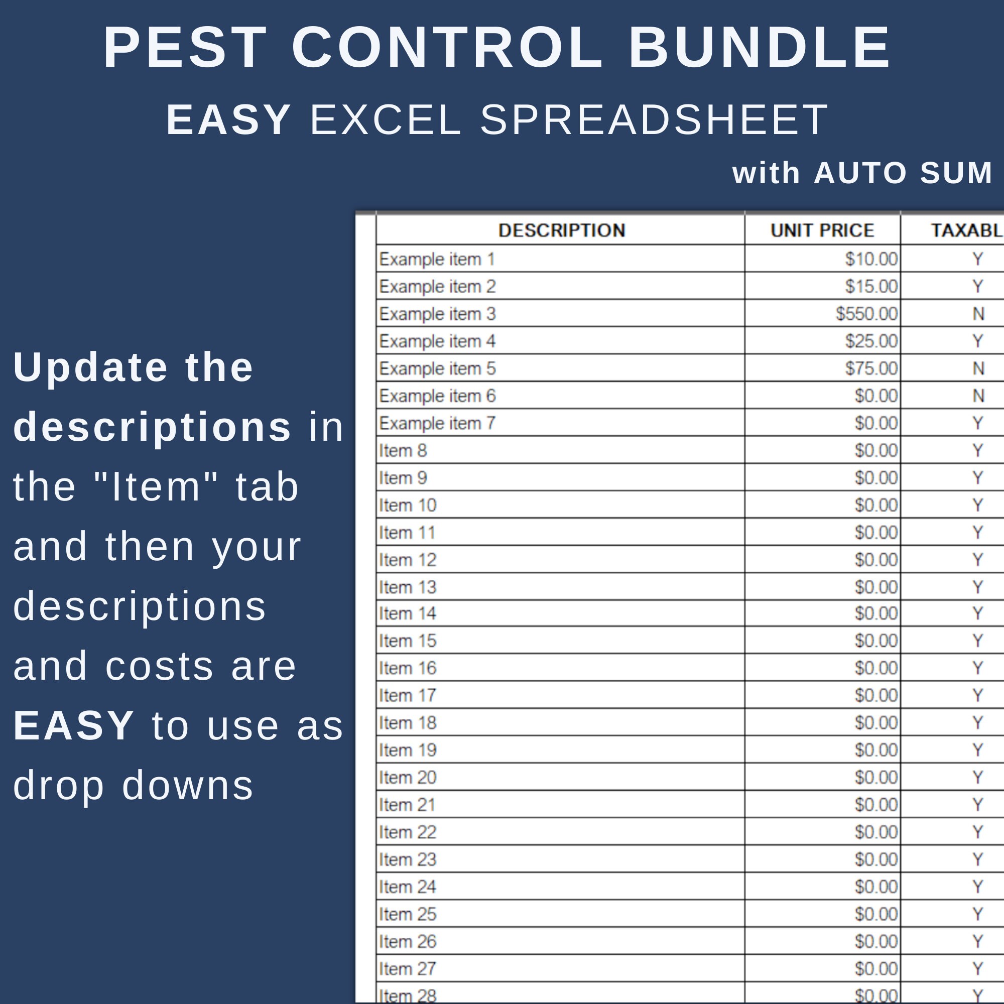 Pest Control Service Agreement, BUNDLE Receipt Template Invoice ...