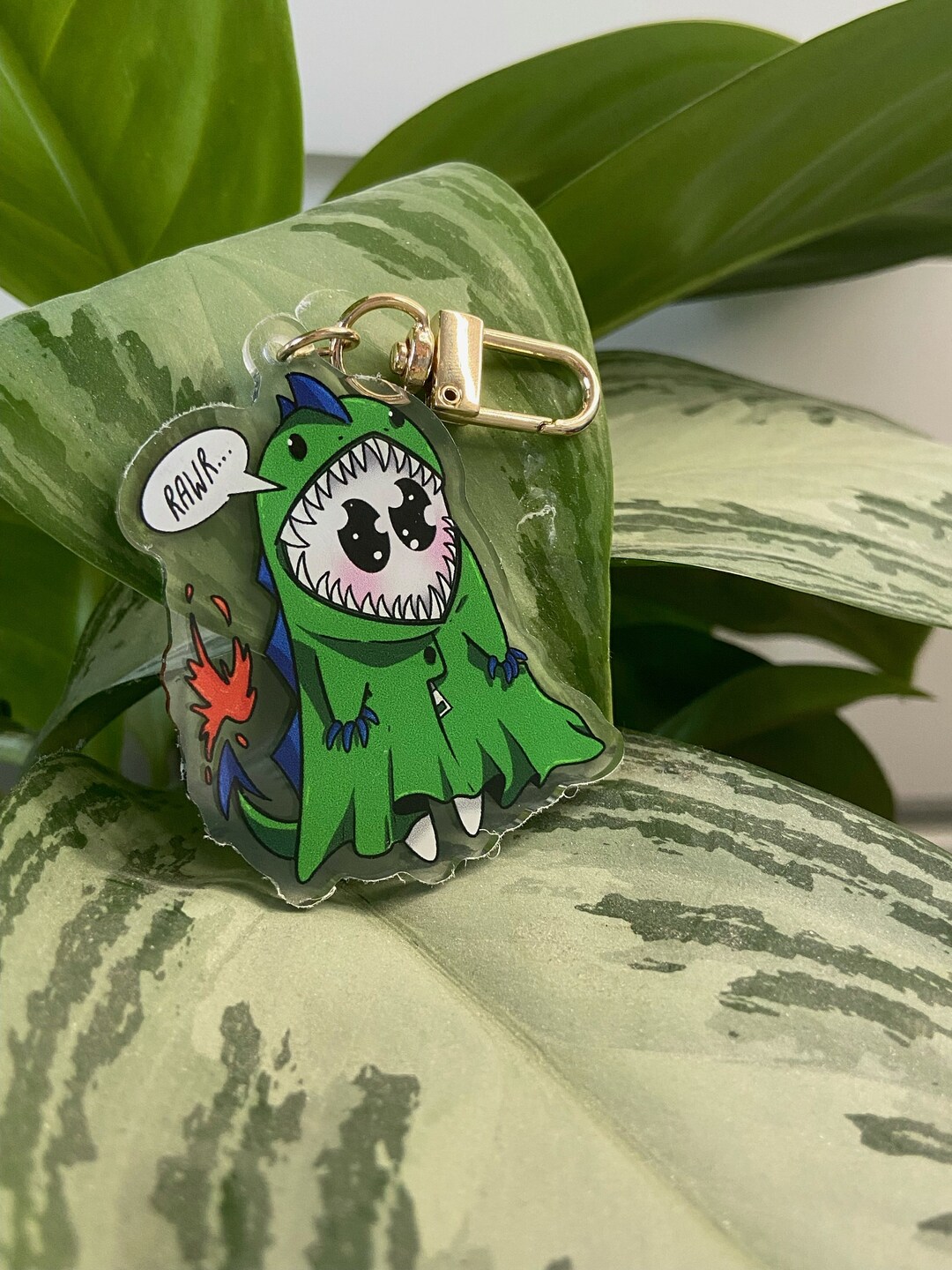 Dino Ghost Keyring + Free Ghost Sticker - Etsy