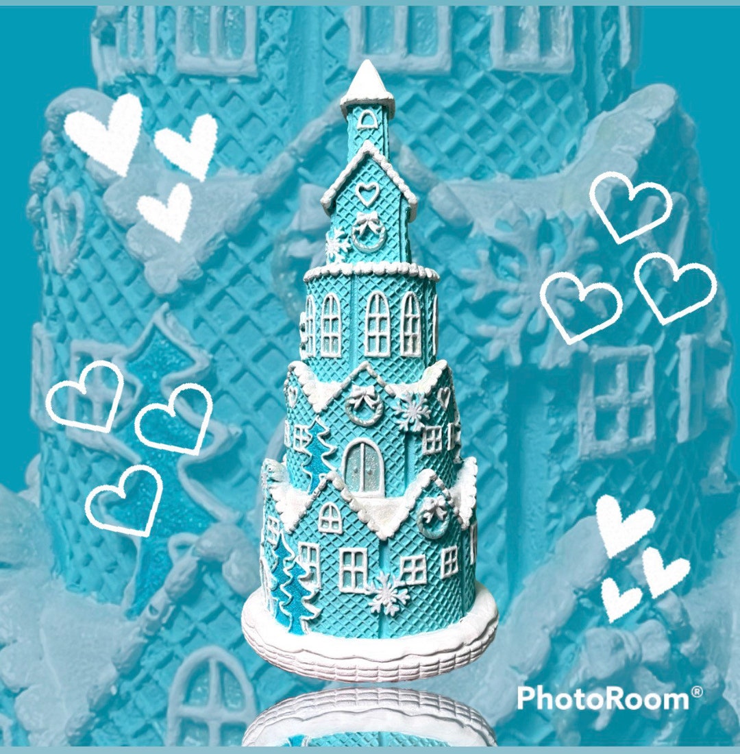 Pastel Blue Gingerbread Waffle Tower House - Etsy