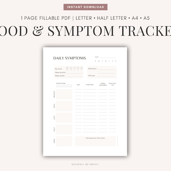 Medication and Food Journal Printable - Etsy