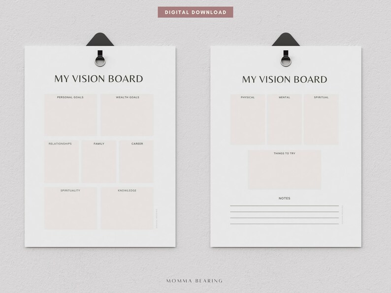 2024 Vision Board Printable, Life Goal Tracker, Digital Goal Setting ...