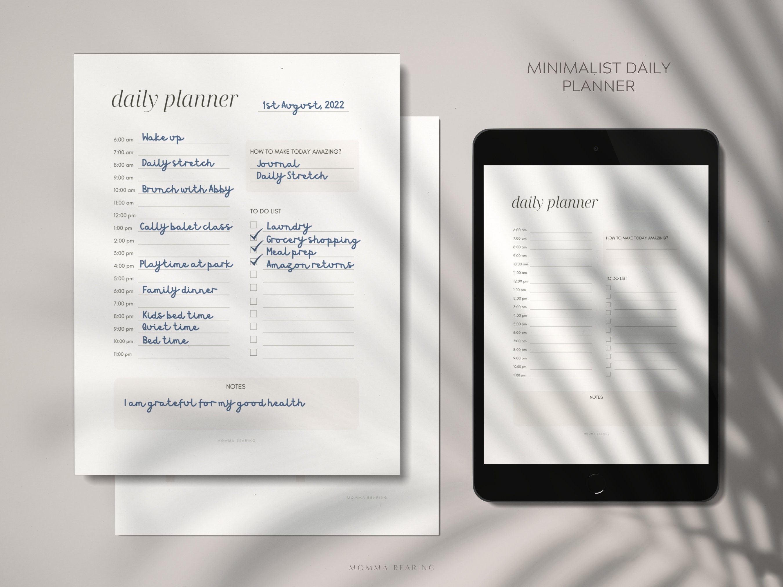 Busy Mom Daily Planner, Printable Adult Schedule, Simple Undated Hourly ...