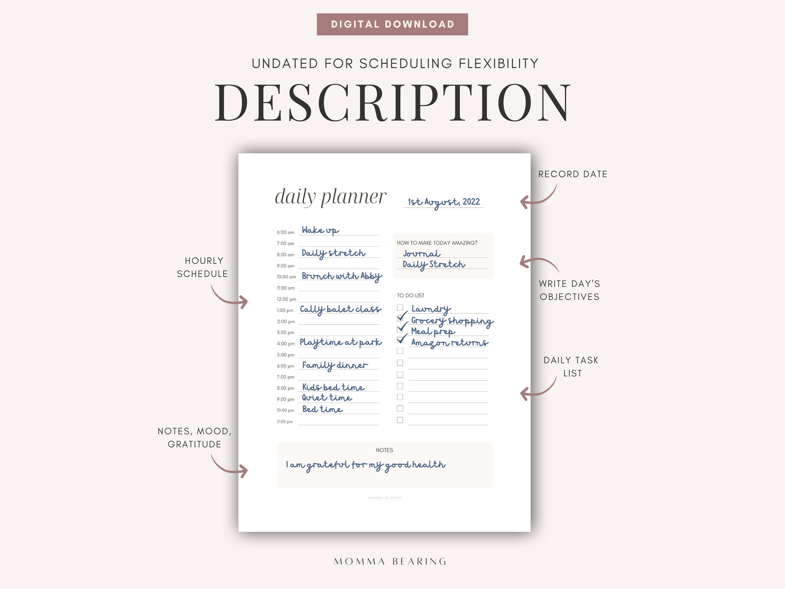 ADHD Adult Schedule, Printable Undated Daily Planner, Minimalist to Do ...