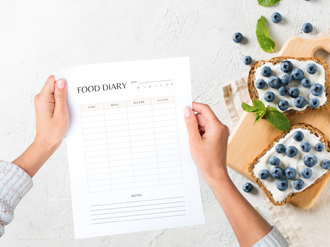 Printable Food Diary, Digital Food Journal, Undated Meal Tracker, Daily ...