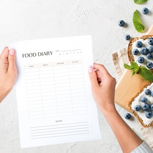 Printable Food Diary, Digital Food Journal, Undated Meal Tracker, Daily ...