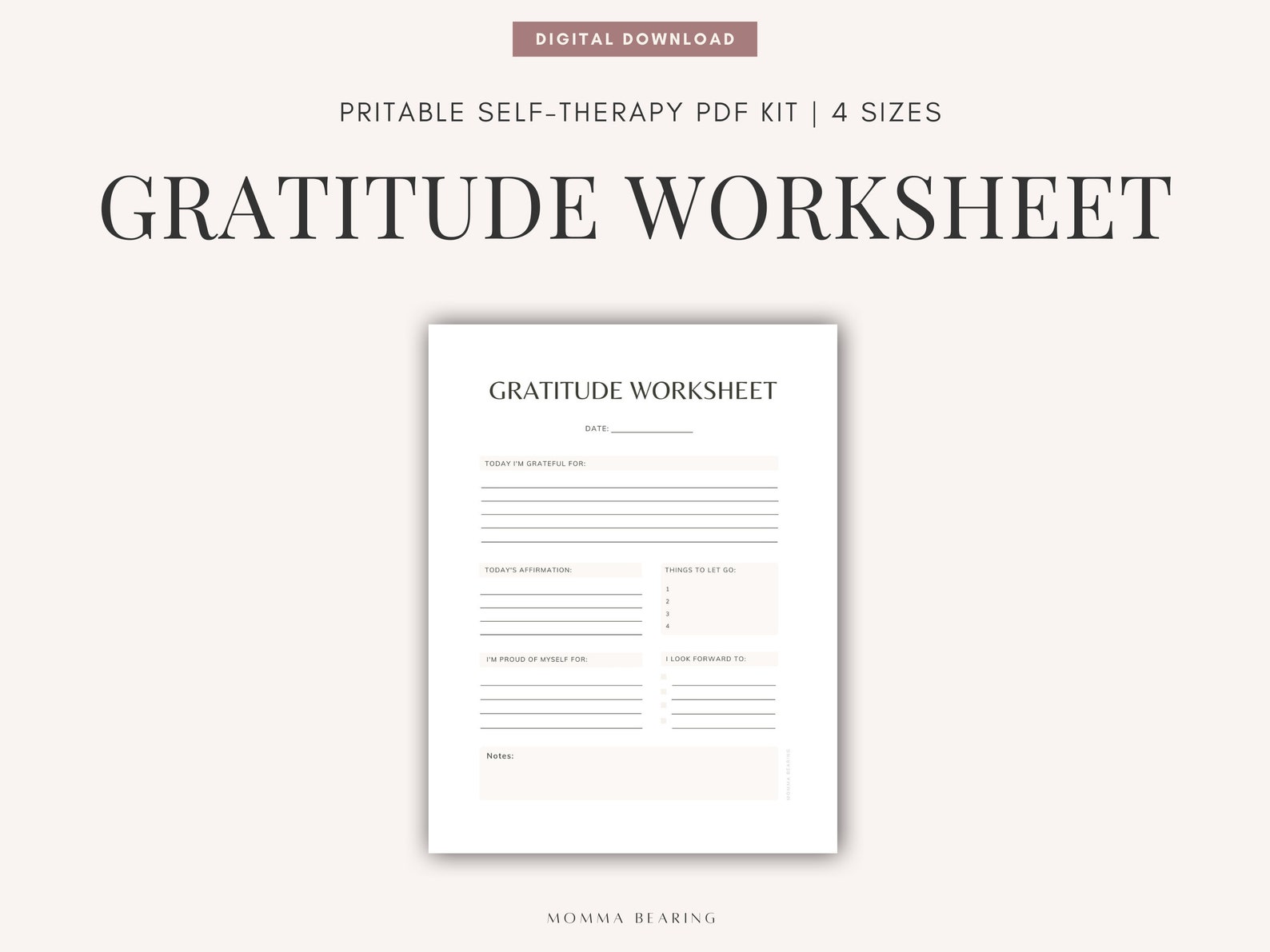 Printable Gratitude Worksheet Bundle, Acts of Kindness Log, Small ...