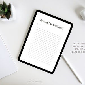 Financial Wish List Printable, Wealth Economic Wishlist, Personal ...