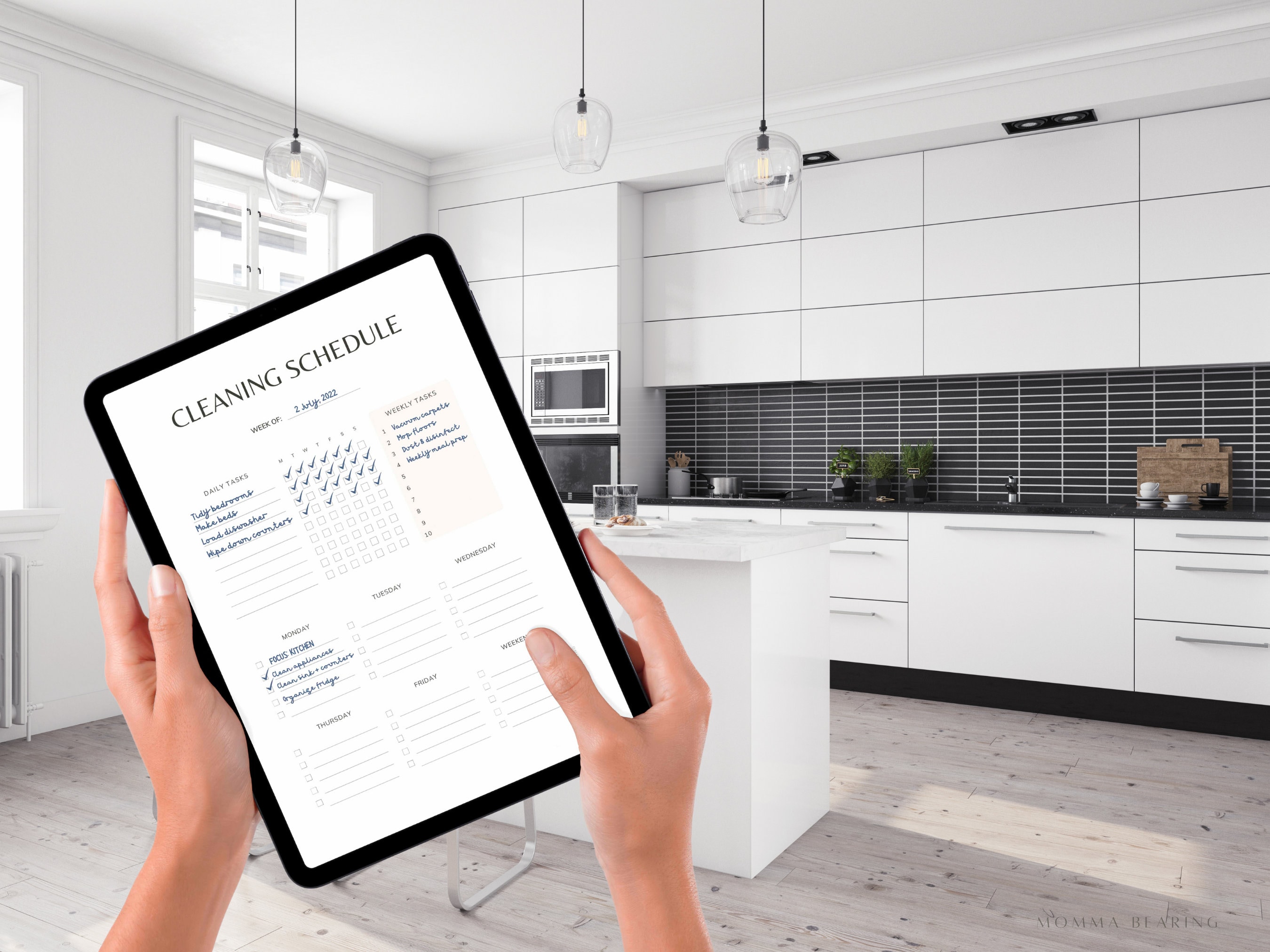 Home Cleaning Editable Calendar, Printable Daily Housekeeping Schedule ...