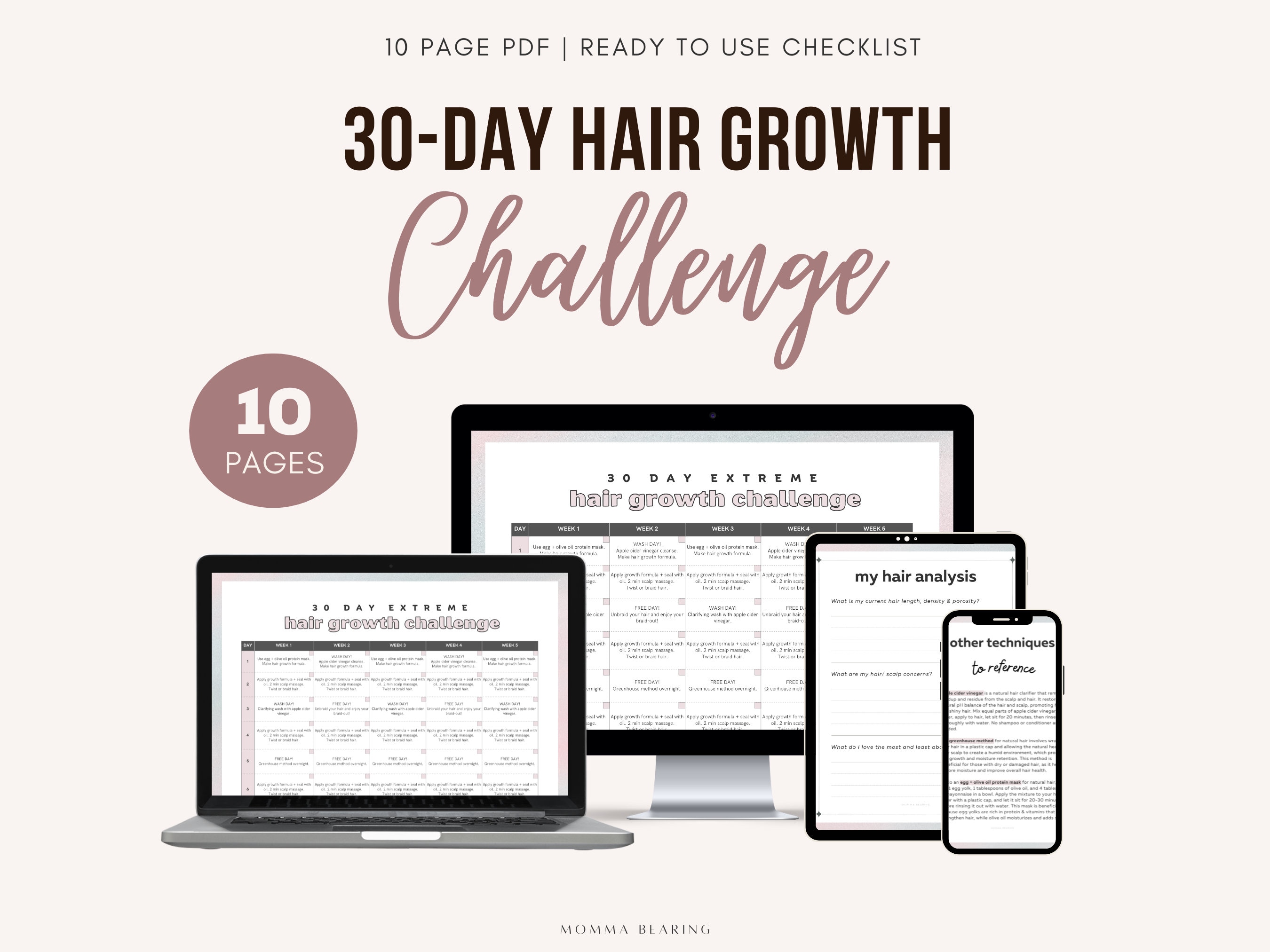 30-day Hair Growth Challenge, Simple Natural Hair Care Routine, Regimen ...