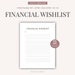 Financial Wish List Printable, Wealth Economic Wishlist, Personal ...