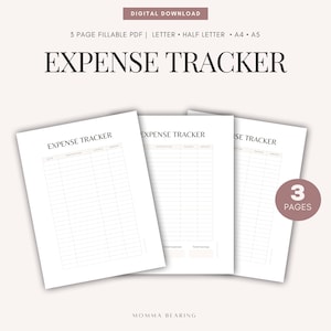 Undated Expenses Tracker Printable, Digital Spending Tracker, Business ...