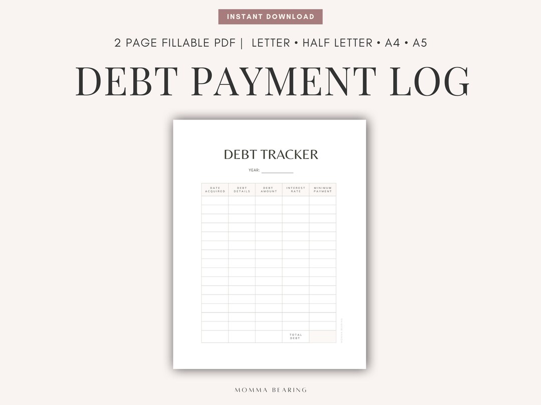 Printable Debt Payment Tracker, Student Loans Payoff, Monthly Home ...