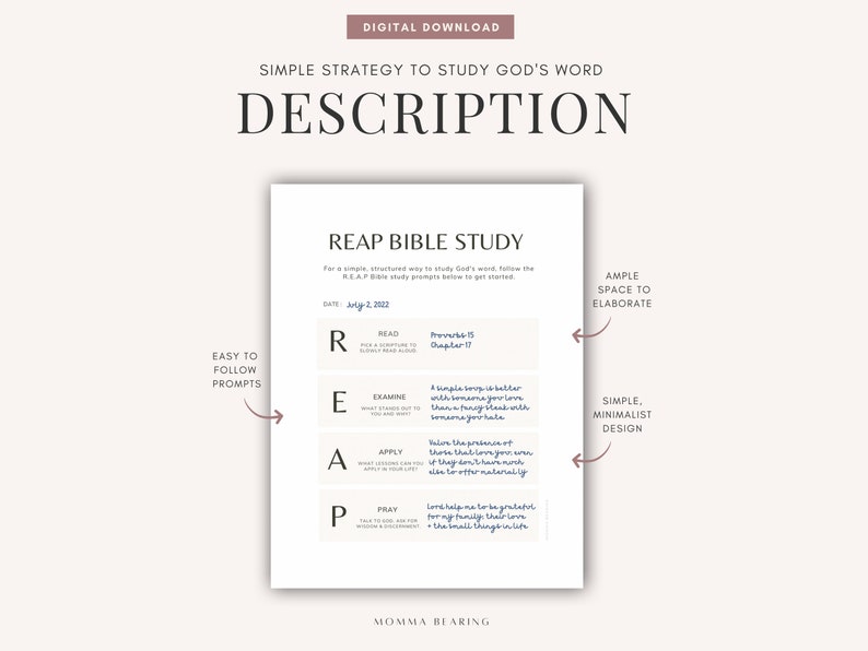 R.E.A.P Bible Study Method, Printable Christian Scripture Worksheet ...