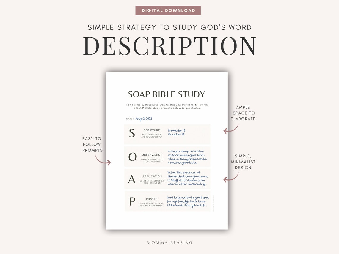 Simple SOAP Bible Study Printable, Christian Scripture Worksheet ...
