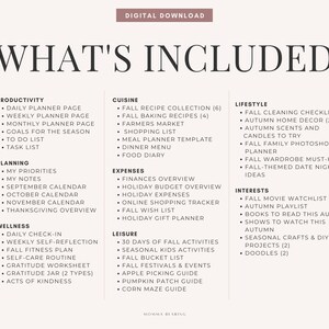 Printable Fall Productivity Planner, Watercolor Autumn Journal for Moms ...