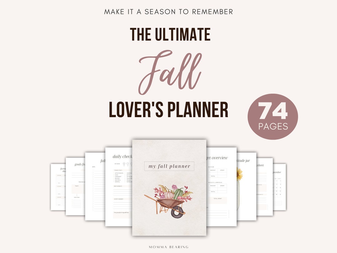 Ultimate Fall Lover's Planner, Printable Minimalist Journal, 30 Days of ...