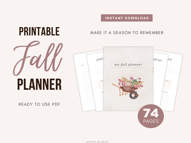 Printable Fall Productivity Planner Watercolor Autumn Journal - Etsy