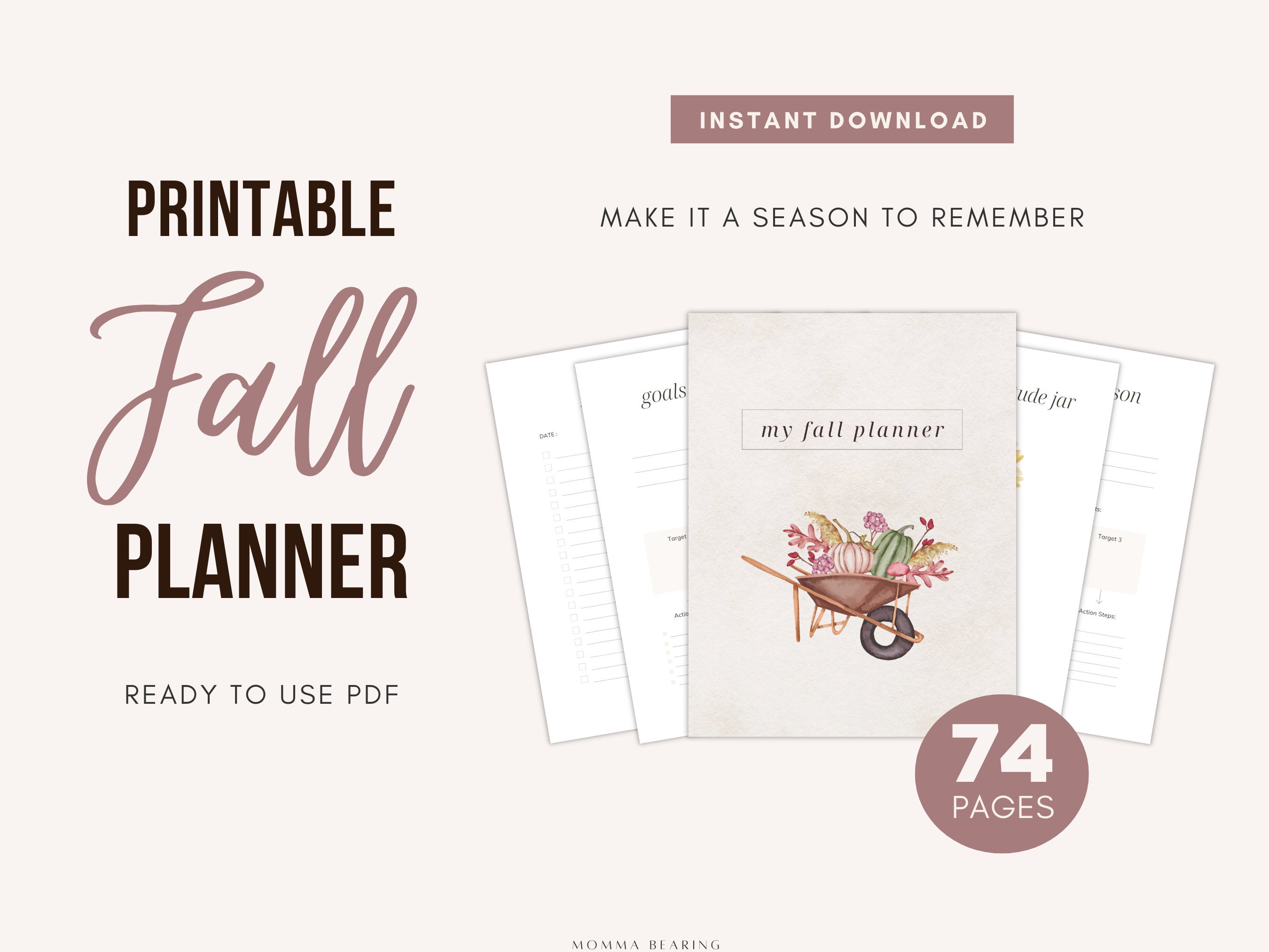 Printable Fall Productivity Planner, Watercolor Autumn Journal for Moms ...