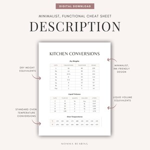 Kitchen Measurements Conversion Chart, Cooking Equivalents Guide PDF ...