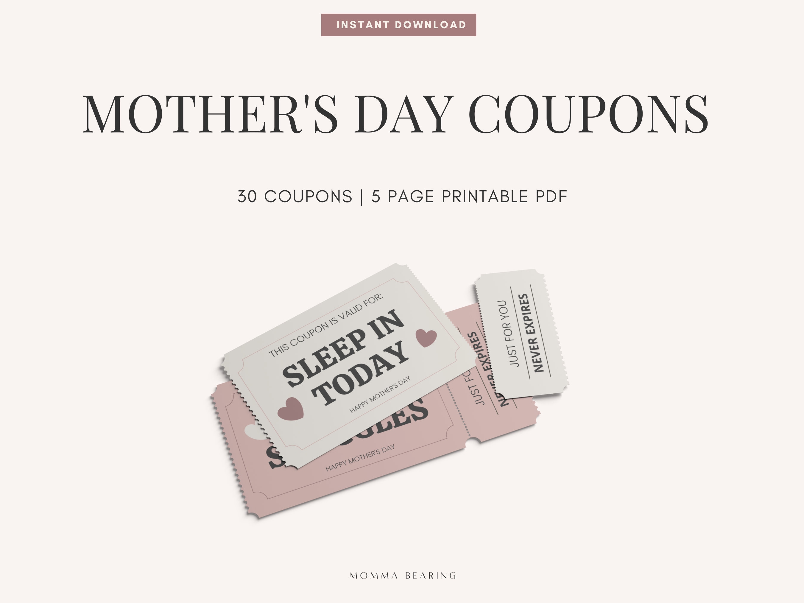 Printable Mother's Day Gift From Kids, Personalized Love Coupons, Easy Toddler Activity, Fun DIY ...