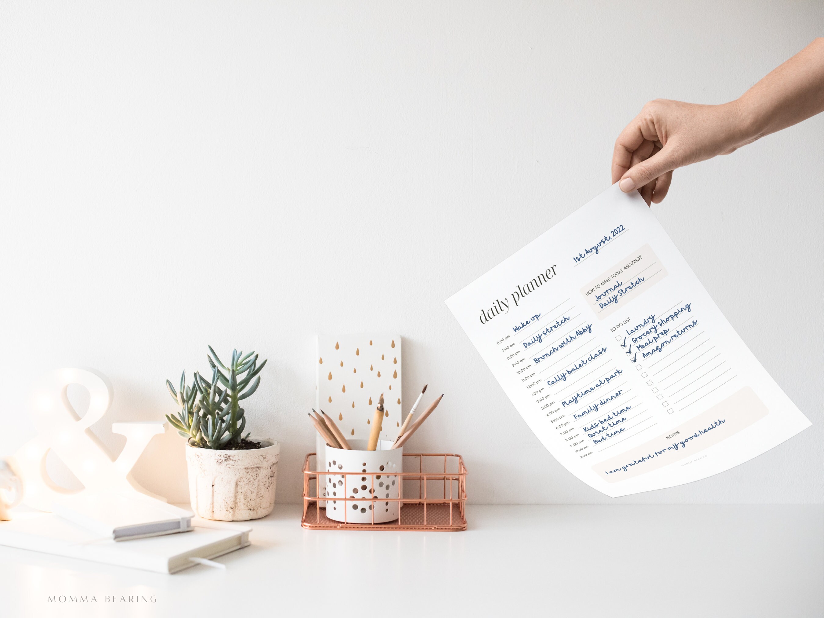 Busy Mom Daily Planner, Printable Adult Schedule, Simple Undated Hourly ...
