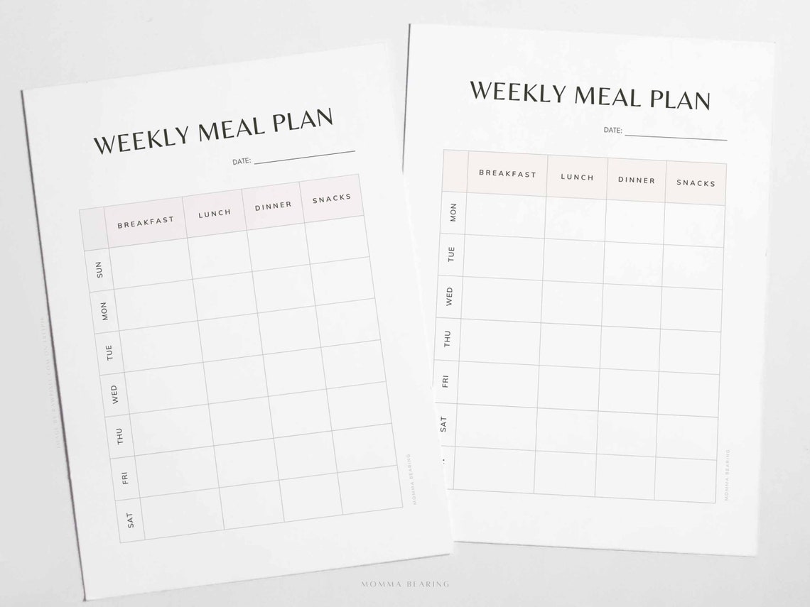 Weekly Meal Tracker Printable Meal Tracker Undated Food - Etsy