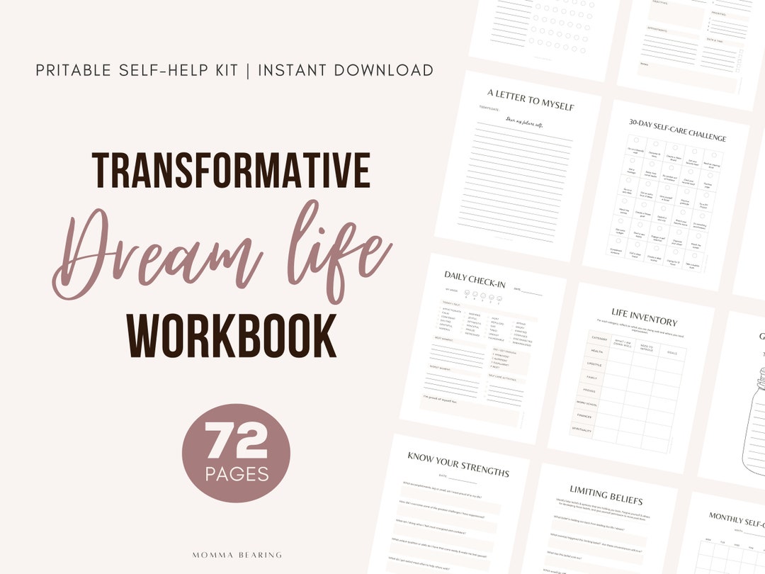 Printable Dream Life Workbook, Vision Board Kit, Self Therapy Worksheet ...