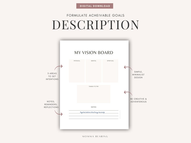 2024 Vision Board Printable, Life Goal Tracker, Digital Goal Setting ...