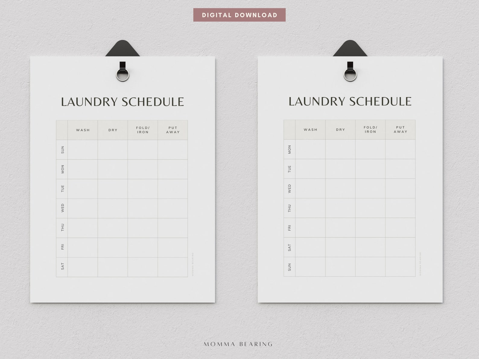 Laundry Schedule Printable, Editable Weekly Laundry Routine, Washing ...
