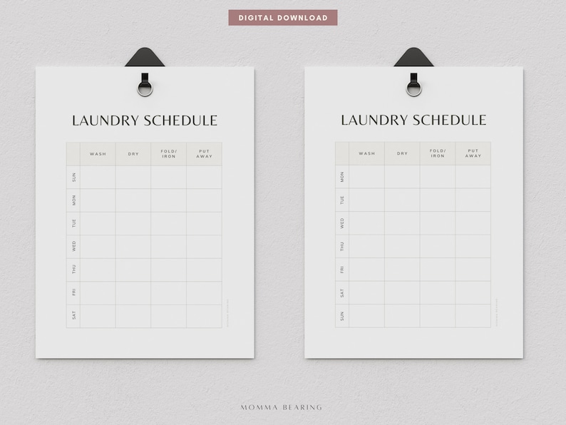 Laundry Schedule Printable, Editable Weekly Laundry Routine, Washing ...