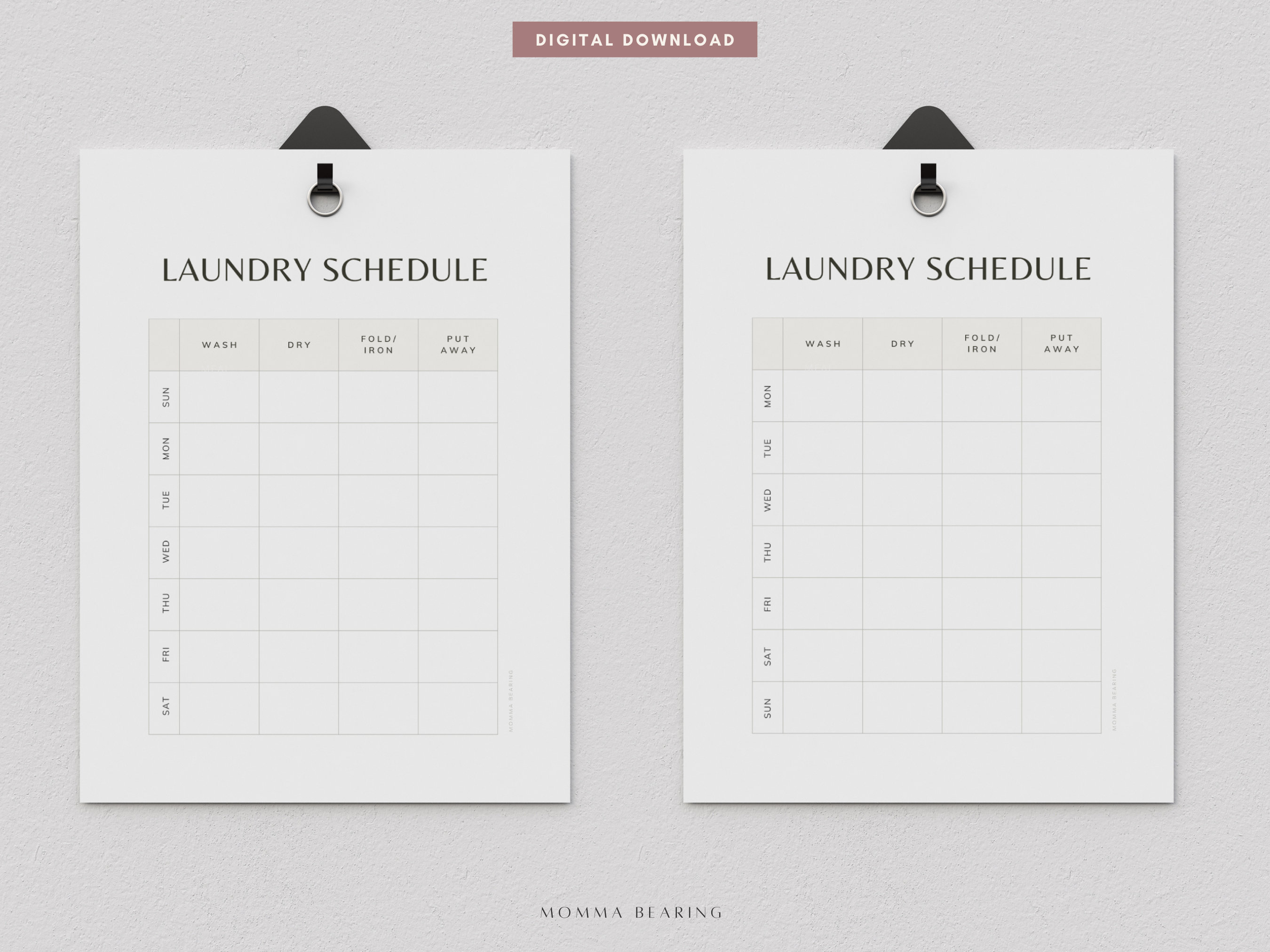Laundry Schedule Printable, Editable Weekly Laundry Routine, Washing ...