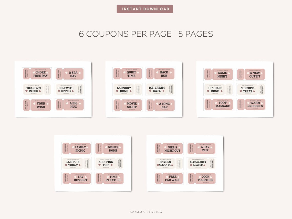 Printable Mother's Day Coupons, Best Gift From Child, Fun Mother's Day ...