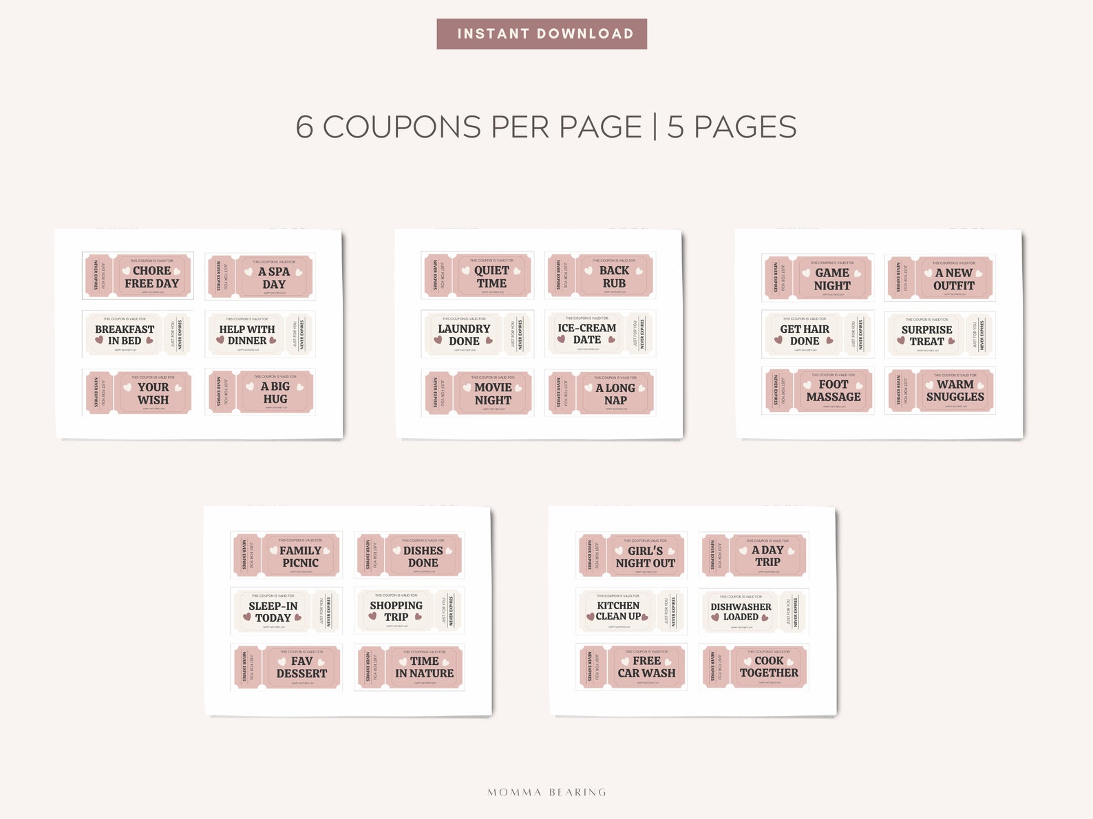 Printable Mother's Day Coupons, Best Gift From Child, Fun Mother's Day ...