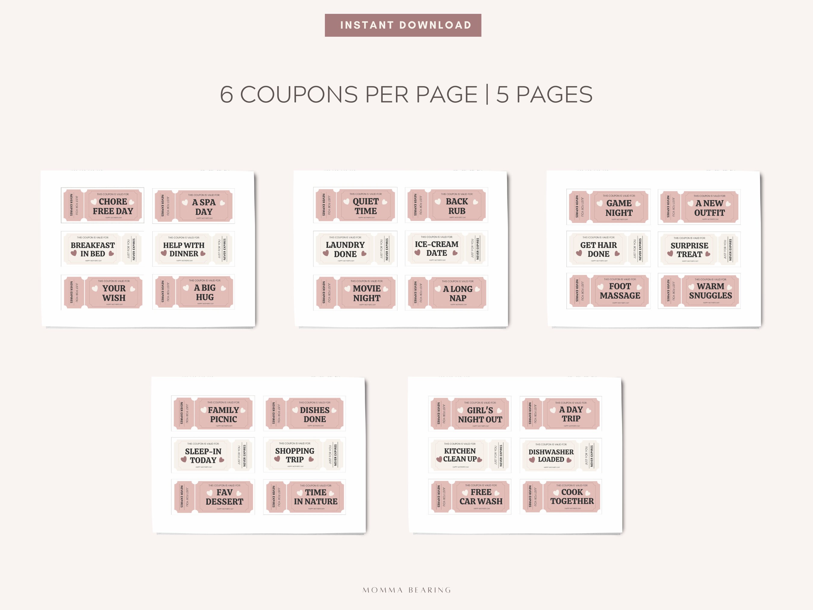 Printable Mother's Day Coupons, Best Gift From Child, Fun Mother's Day ...