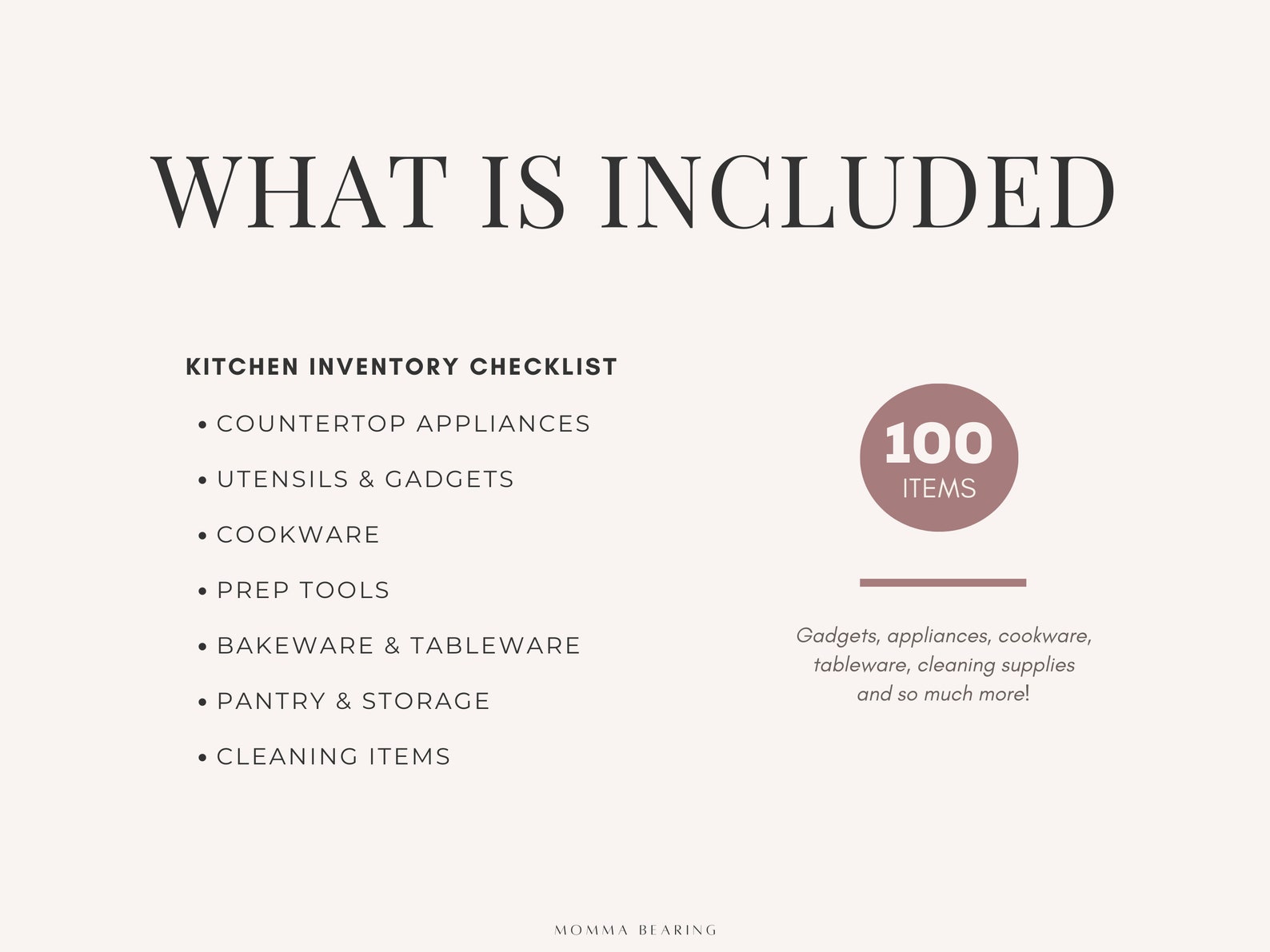 Kitchen Essentials Printable Checklist, Kitchen Inventory, Kitchen ...