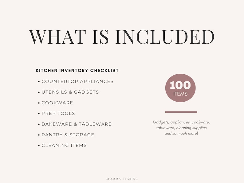 Kitchen Essentials Printable Checklist, Kitchen Inventory, Kitchen ...