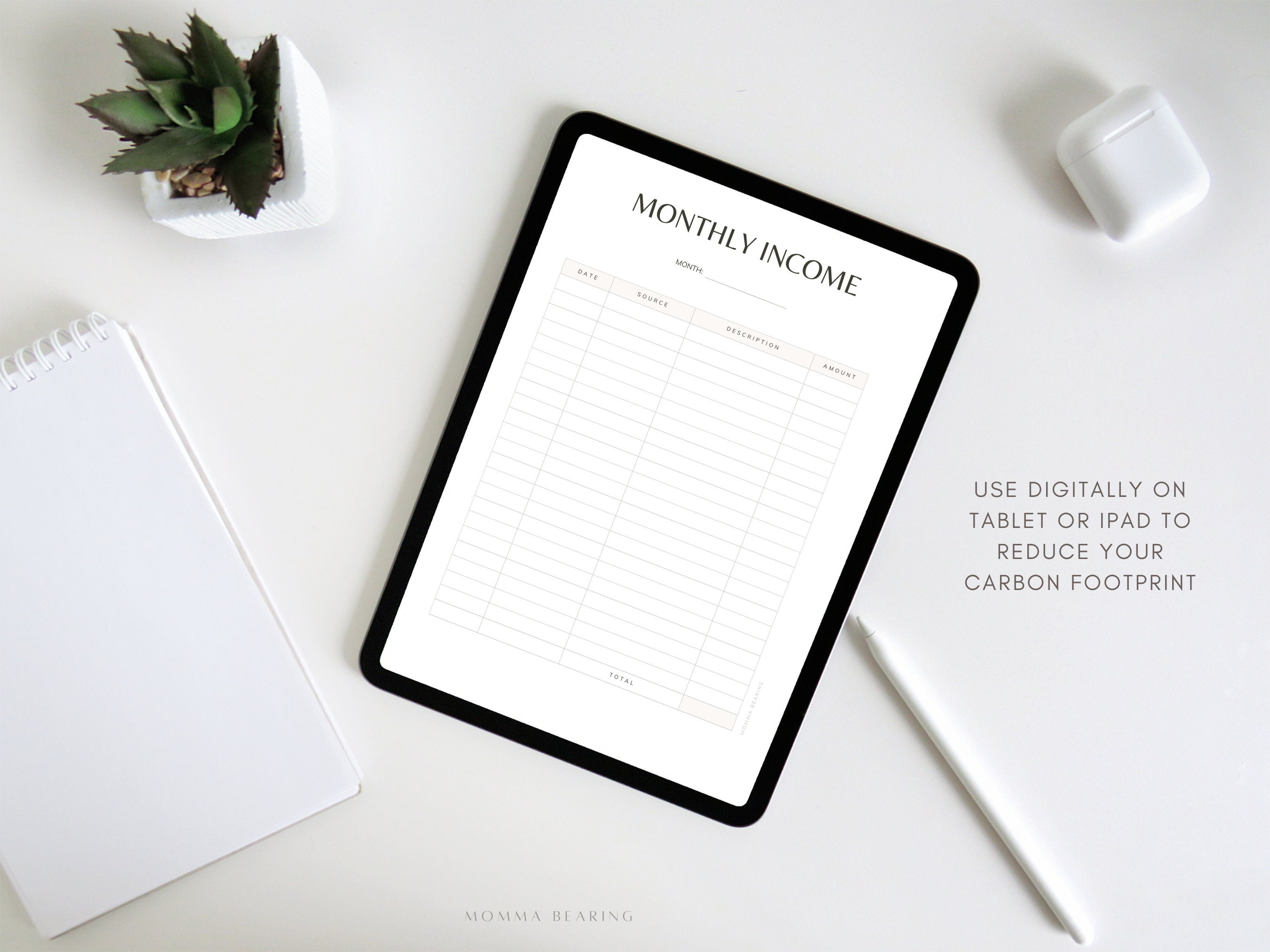 Monthly Income Overview Printable, Income Tracker PDF, Money Tracking ...