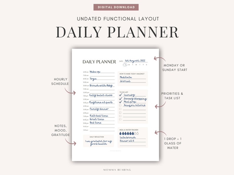 Printable Daily, Weekly, Monthly Planner, Personal Productivity Bundle ...