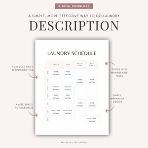Laundry Schedule Printable, Editable Weekly Laundry Routine, Washing ...