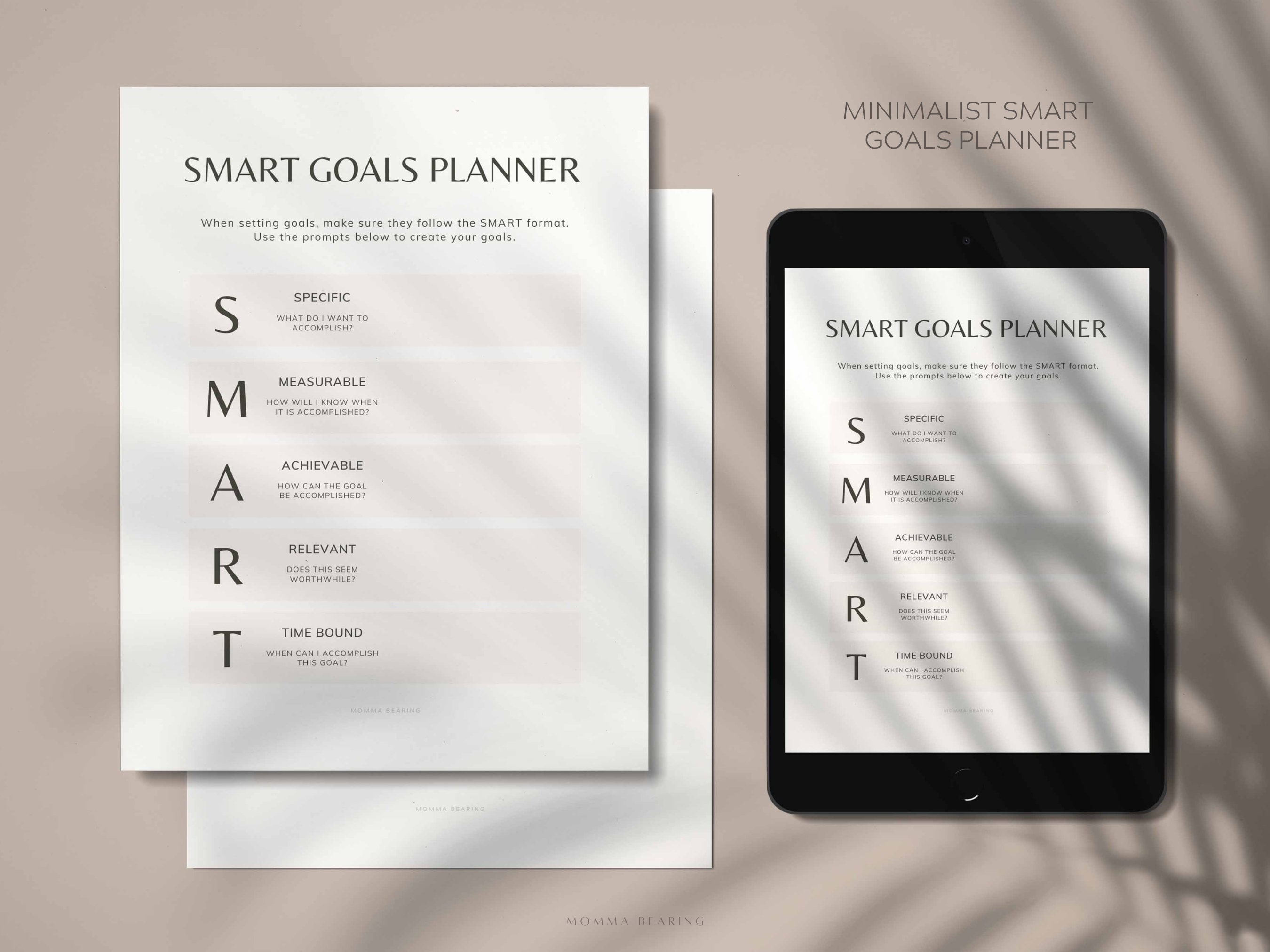 SMART Goals Printable Worksheet, Minimalist Template for Students, Best ...