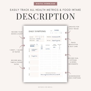 Daily Printable Symptom Journal, Elimination Diet Tracker, IBS Bowel ...