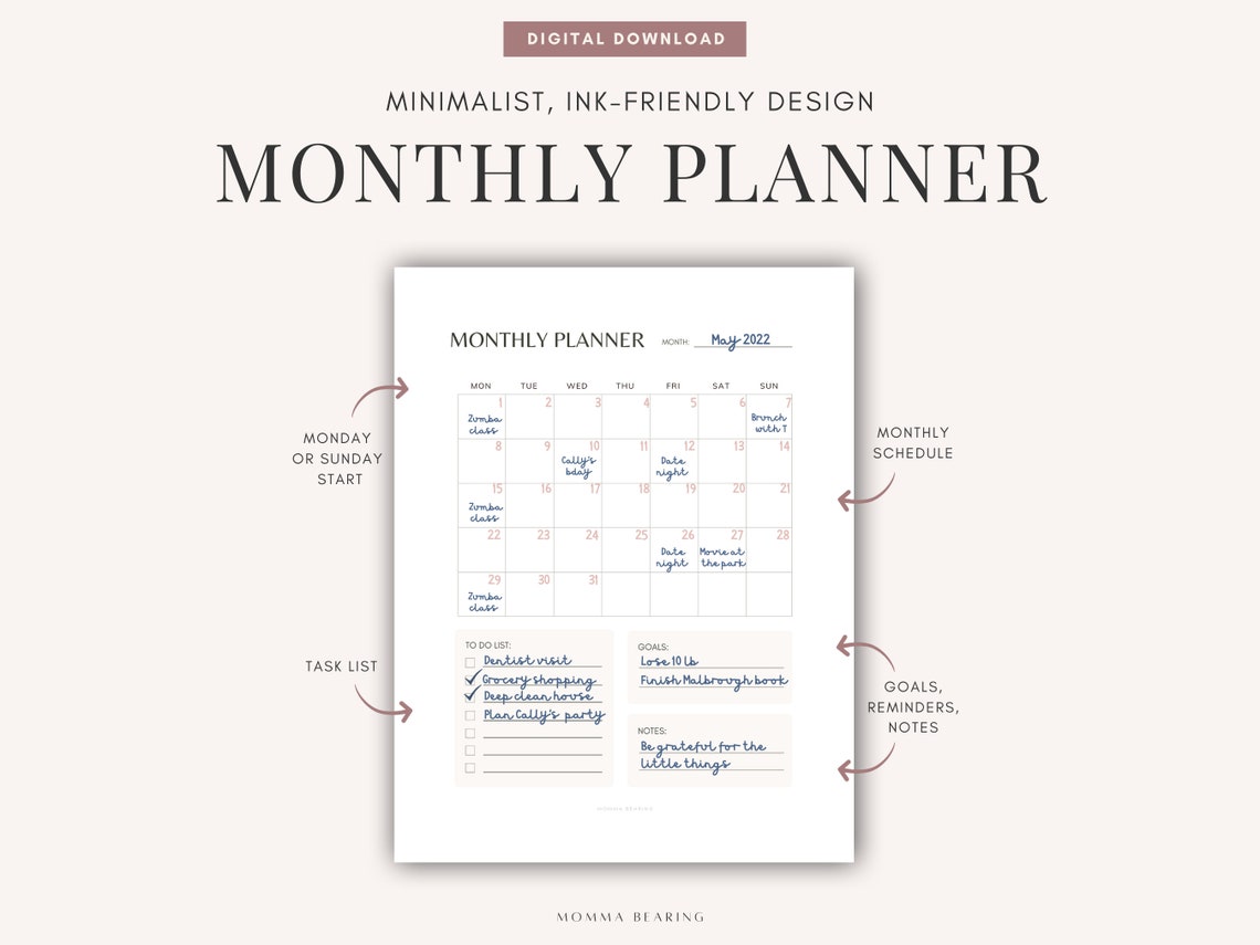 Printable Daily, Weekly, Monthly Planner, Personal Productivity Bundle ...