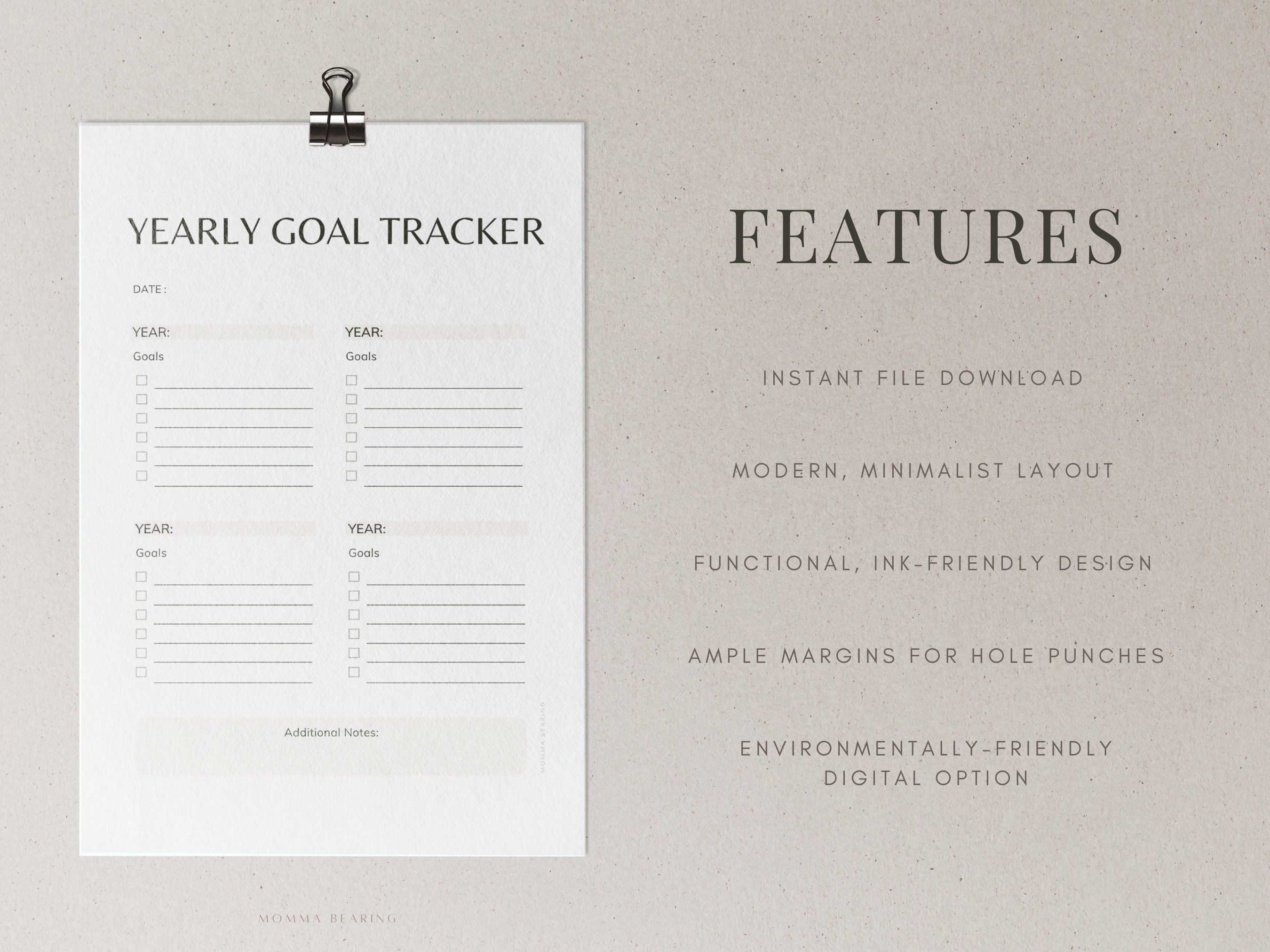 Yearly Goal Tracker Printable, Annual Goal Setting Kit 2024, 4 Year ...