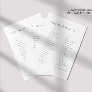 Printable University Essentials Checklist, Dorm Room Packing List PDF ...
